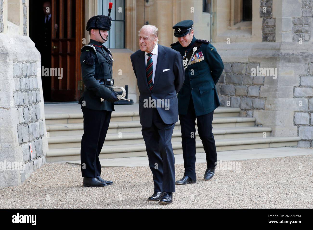 The Duke of Edinburgh at Windsor Castle flanked by Assistant Colonel ...