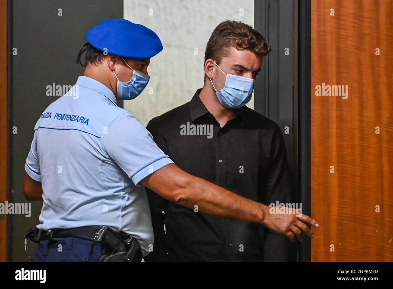 Gabriel Natale Hjorth, from the United States, center, arrives in the ...