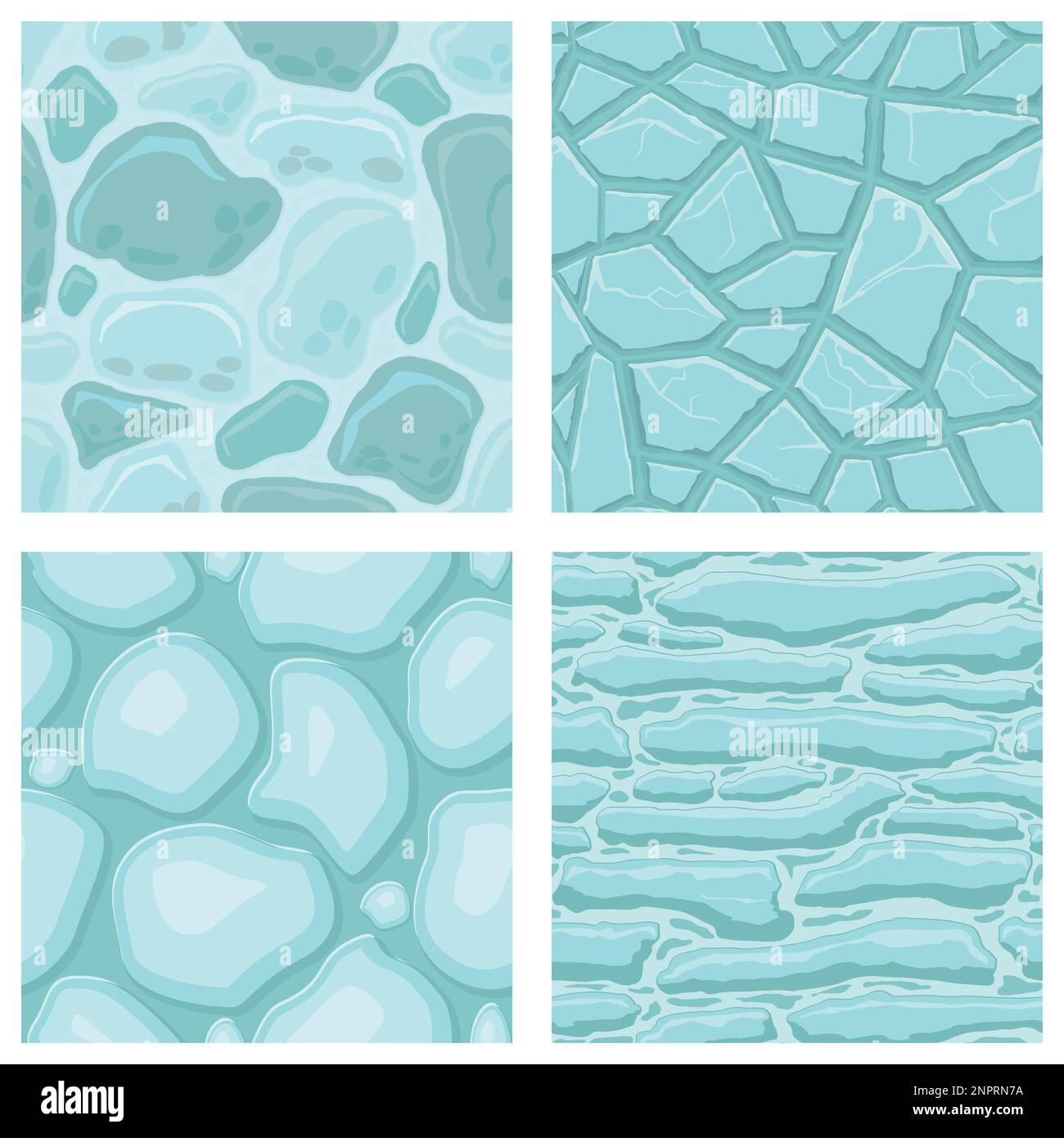 Cartoon game textures, ice surface seamless patterns. Game assets walls ...