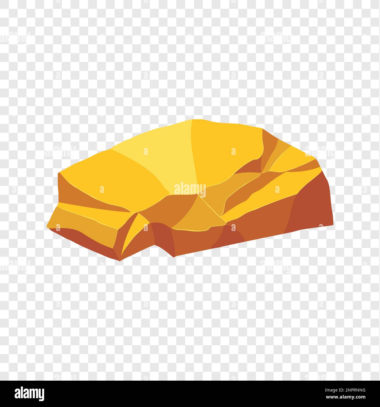 Gold rock boulder. Natural shape golden stone. vector illustration ...