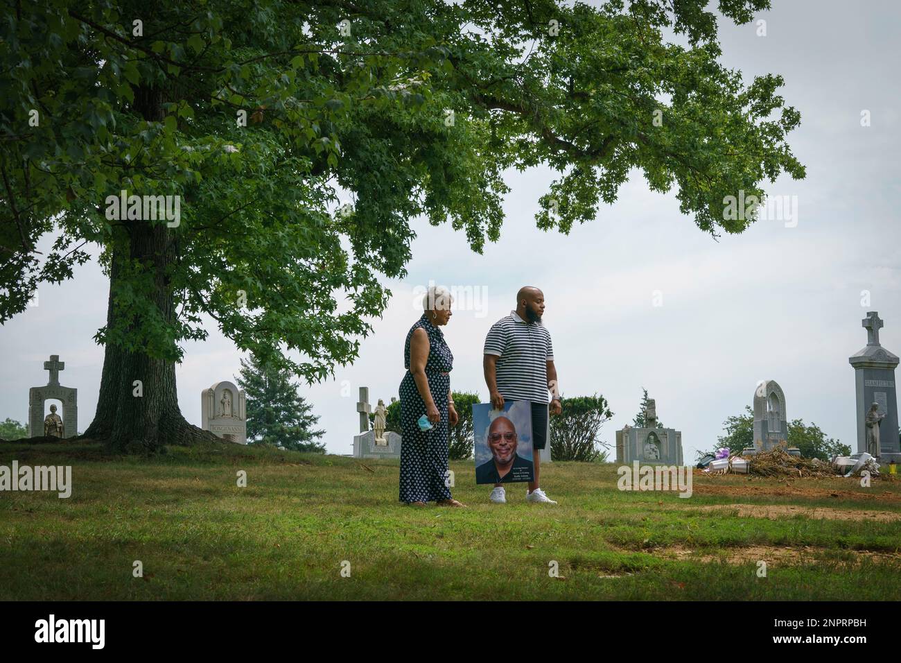 Catherine Richards, left, walks with her grandson Johnathan Ashton, who ...