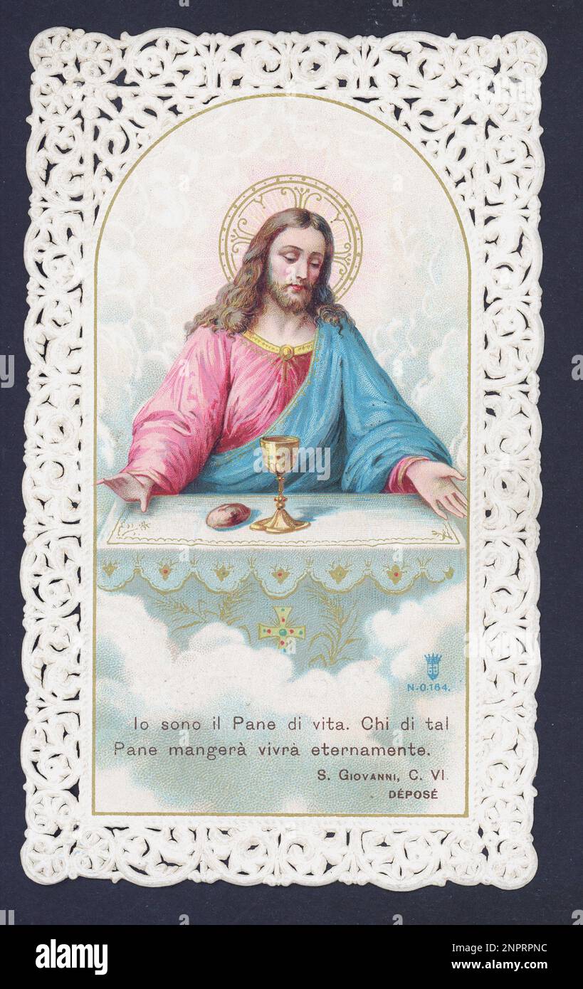 1904 , Italy : Popular italian Holy Card with JESUS CHRIST - SACRAMENTO ...