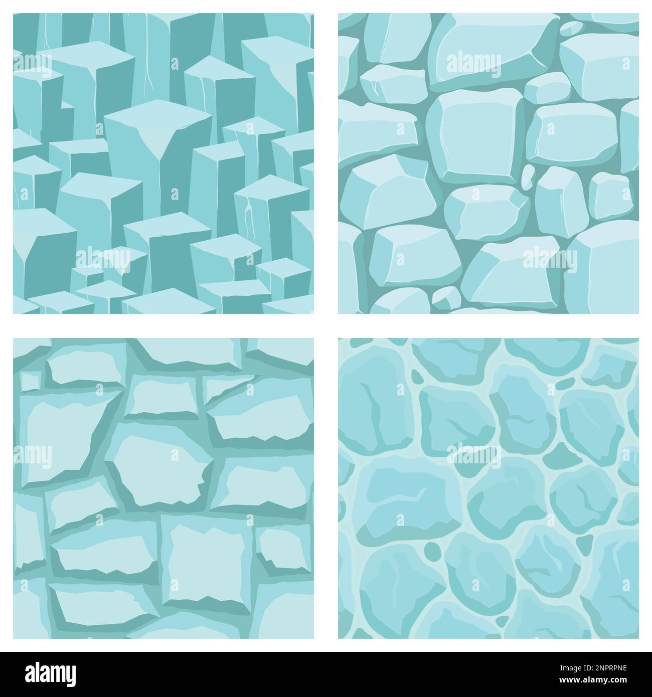 Cartoon game textures, ice surface seamless patterns. Game assets walls ...