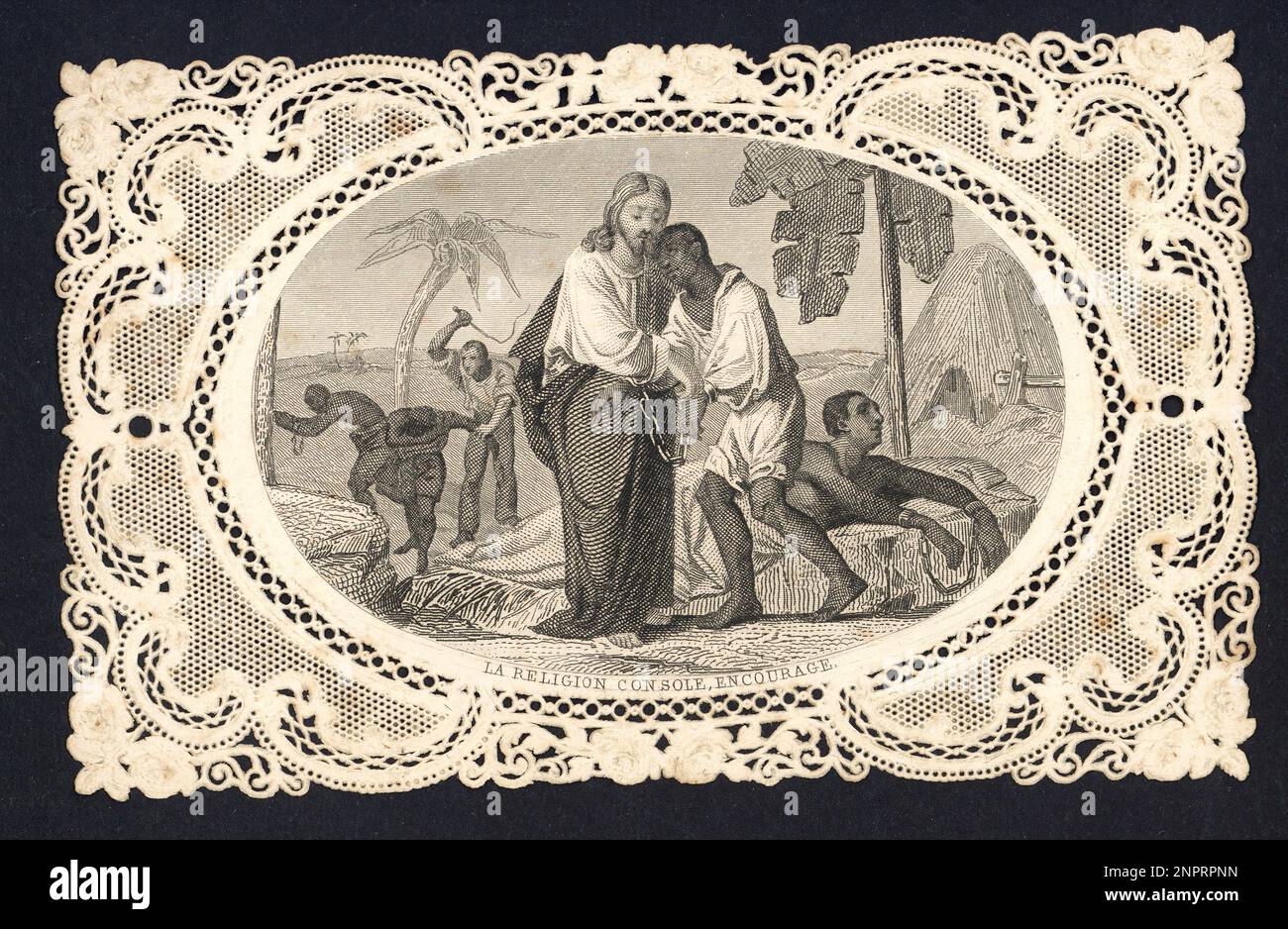 XIX century , France : Popular french Holy Card with JESUS CHRIST and ...