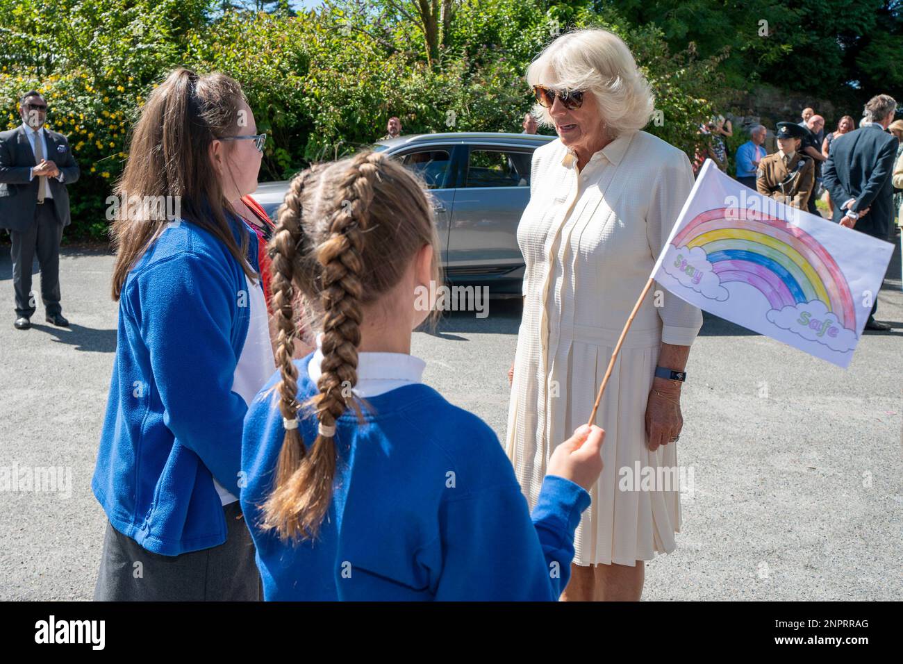 Britain's Camilla, the Duchess of Cornwall meets pupils from Treverbyn ...