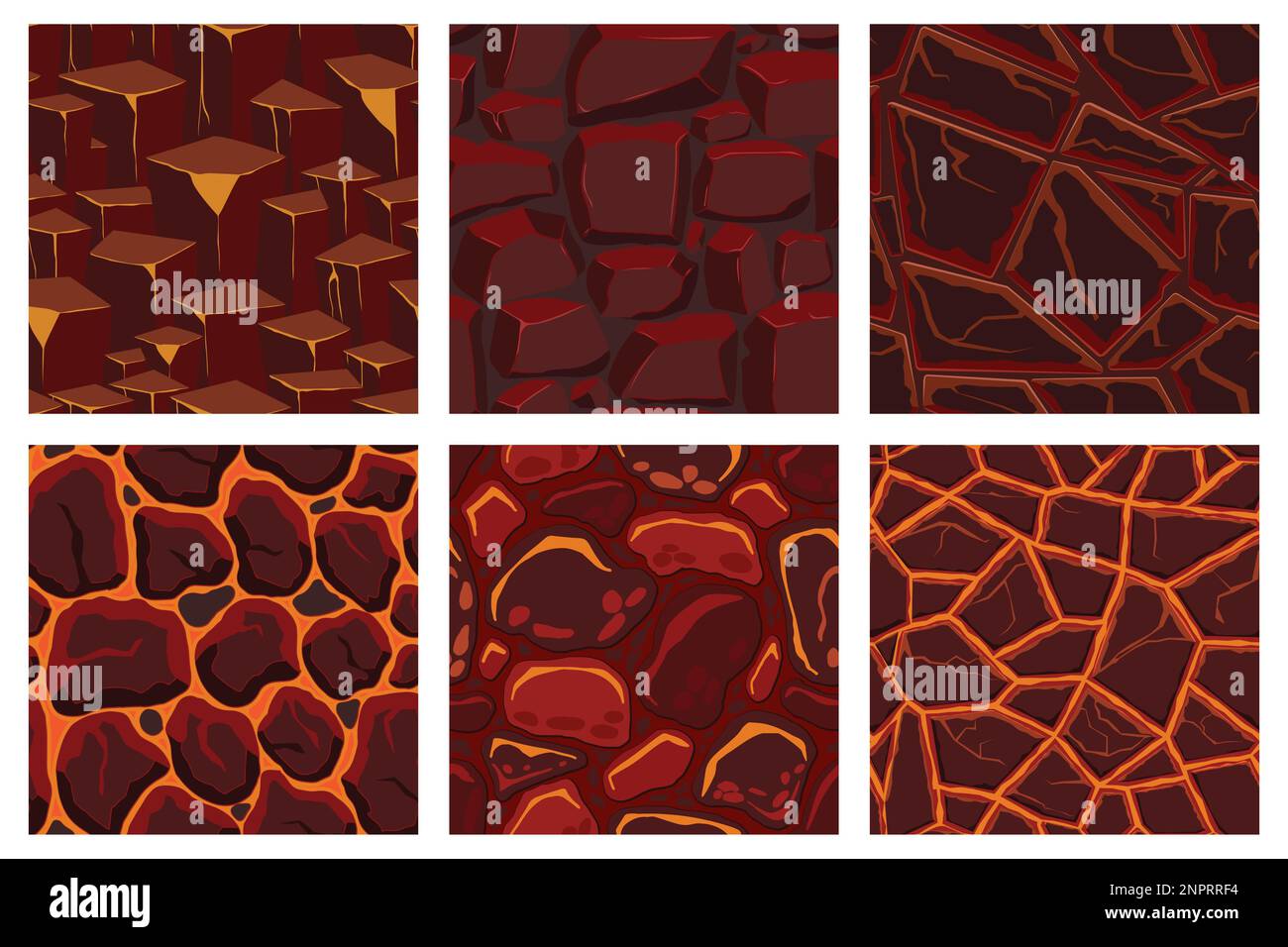 Cartoon game textures, lava surface seamless patterns. Game assets ...
