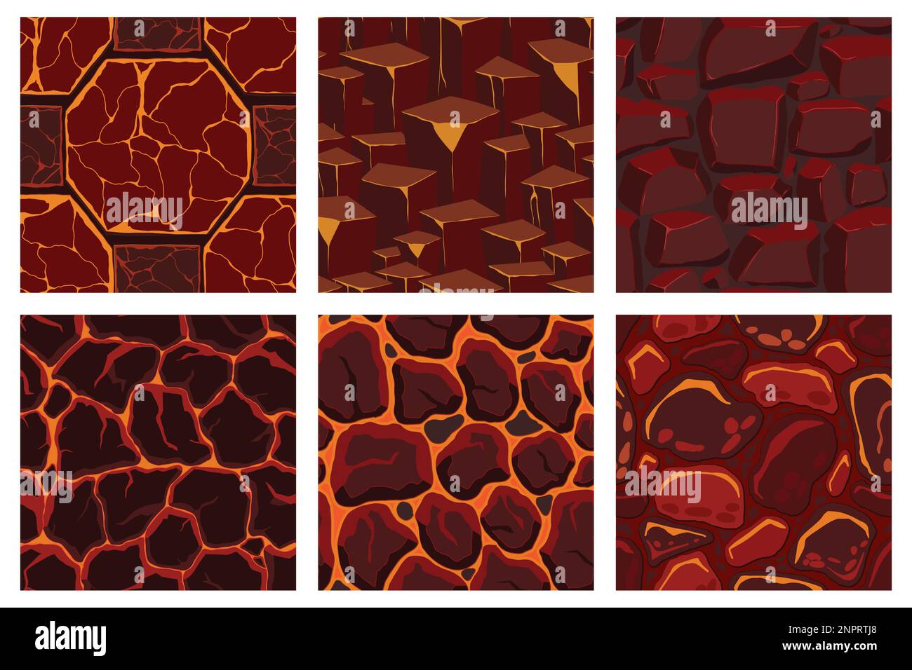 Cartoon game textures, lava surface seamless patterns. Game assets ...