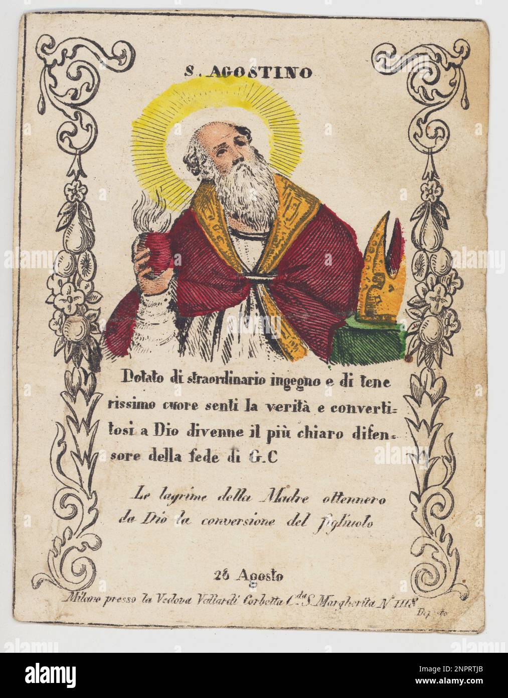 XIX century , Italy : Popular italian Holy Card with the SAINT ...