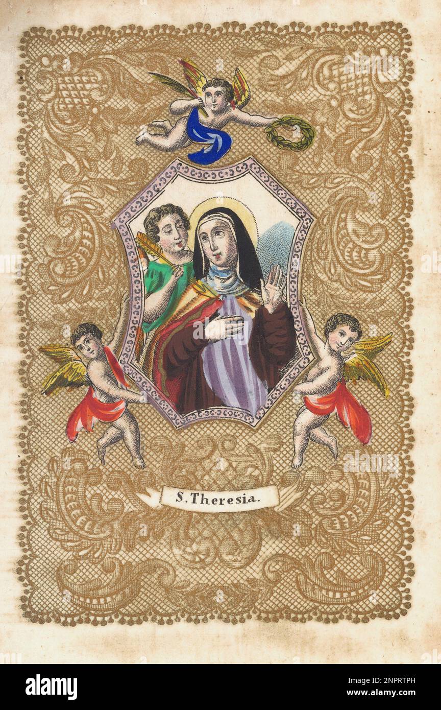 XIX century , Germany : Popular german Holy Card with the SAINT THERESA ...