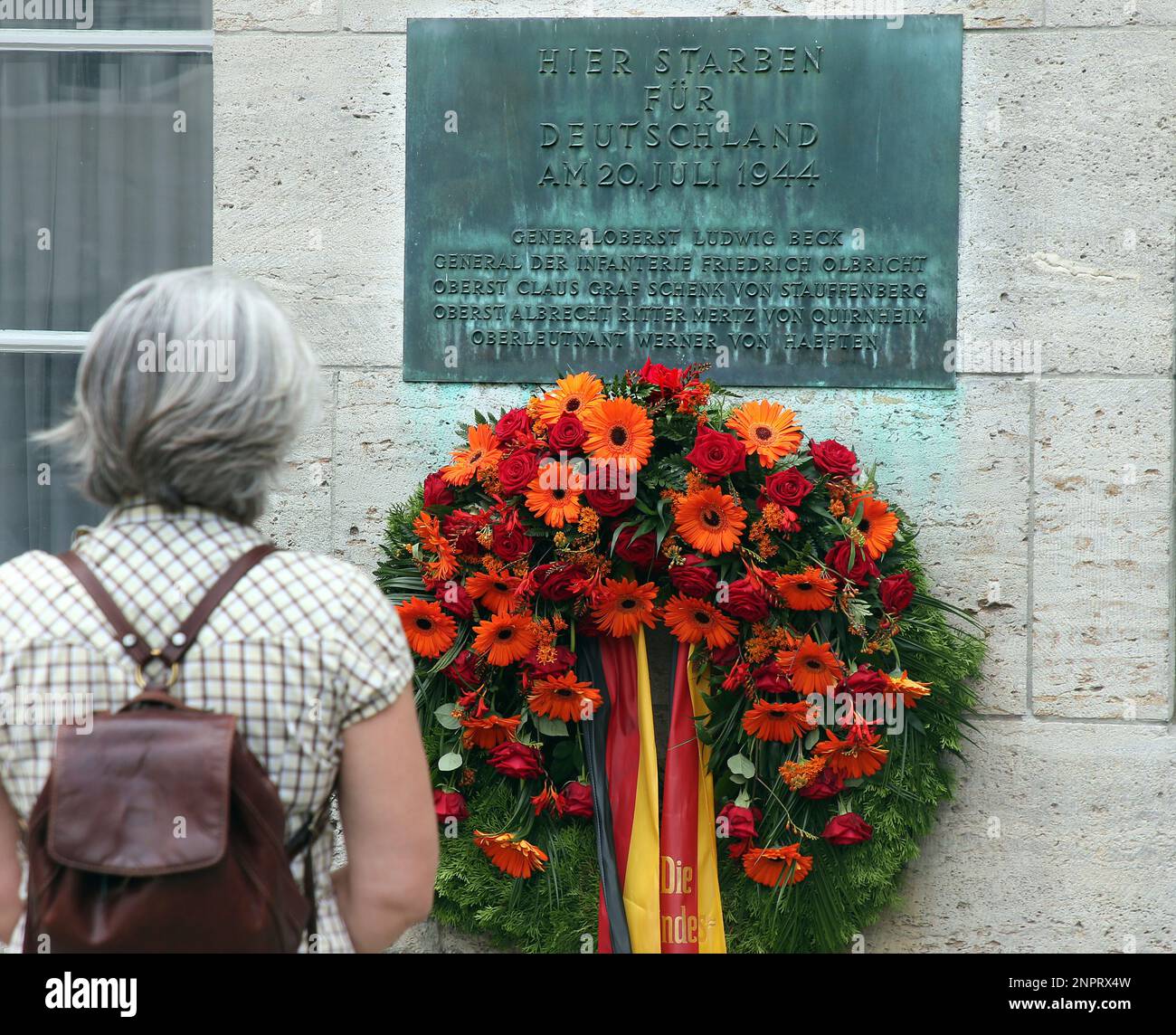 A woman stands in the Bendler Block at the German Resistance Memorial ...