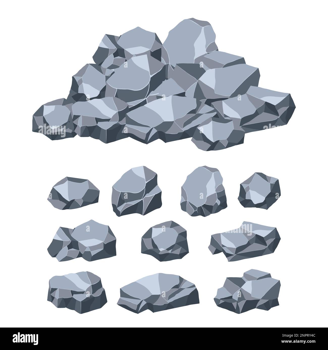 Rock and stones set. Different shape boulder collection. vector ...