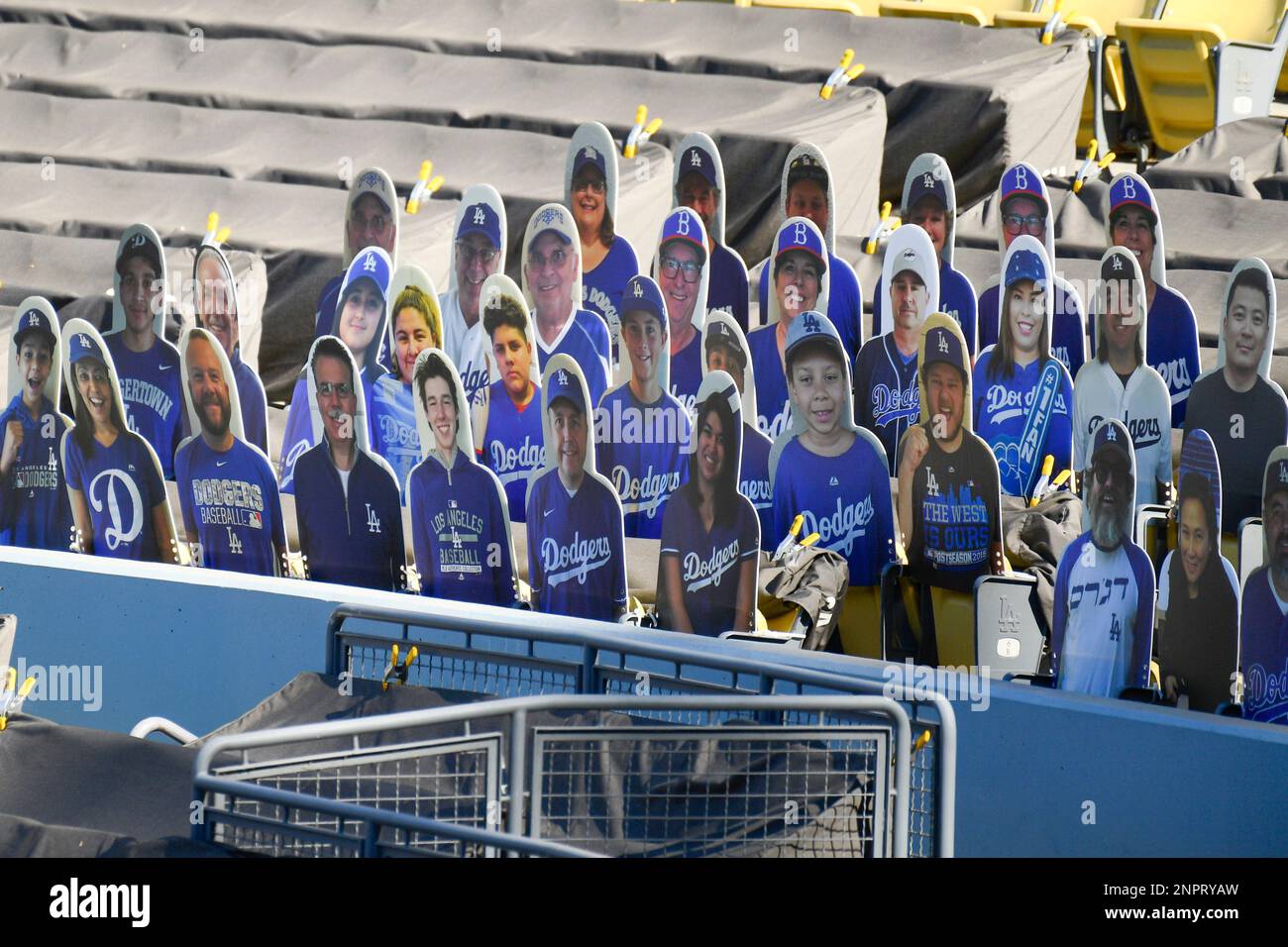 LOS ANGELES, CA - JULY 19: Cutouts of fans in seating during a MLB ...
