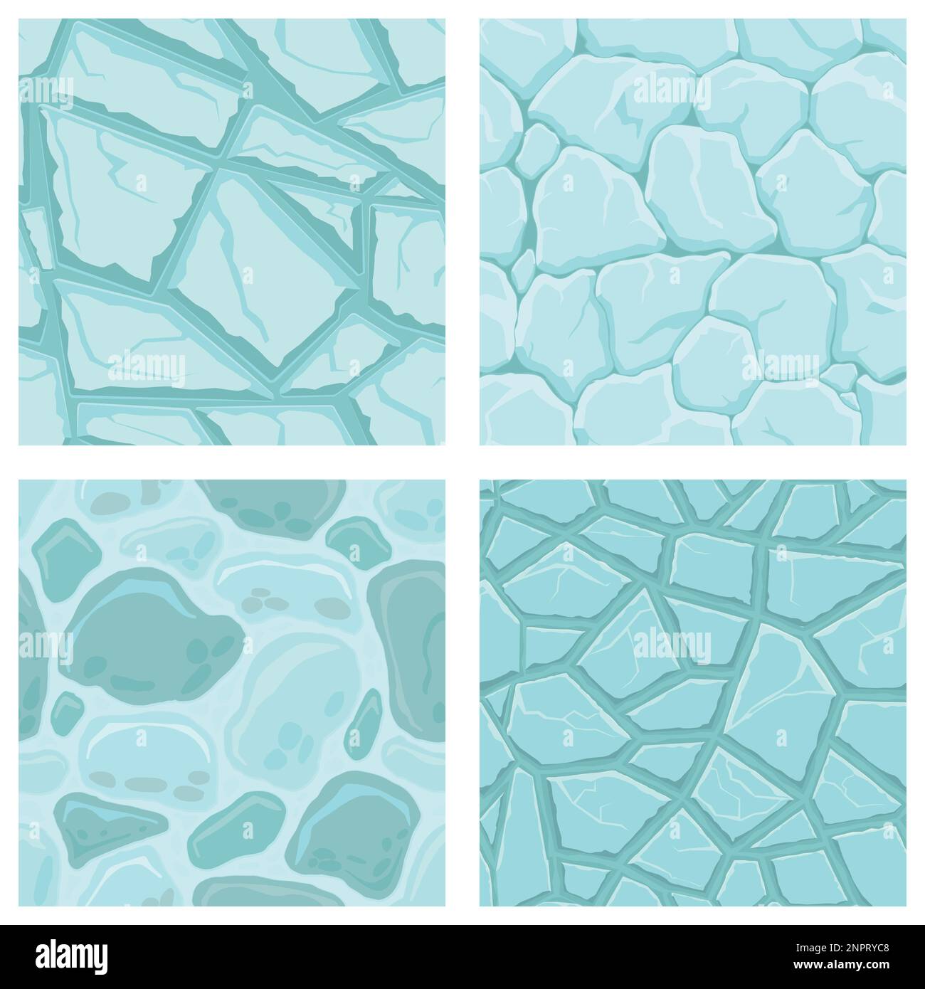 Cartoon game textures, ice surface seamless patterns. Game assets walls ...