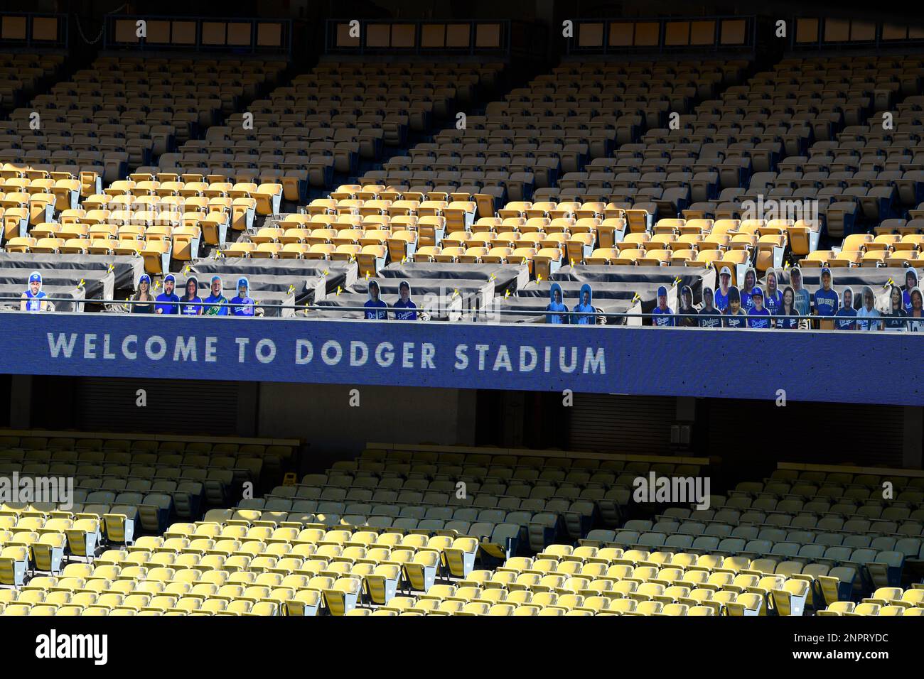 LOS ANGELES, CA - JULY 19: Cutouts of fans in seating during a MLB ...