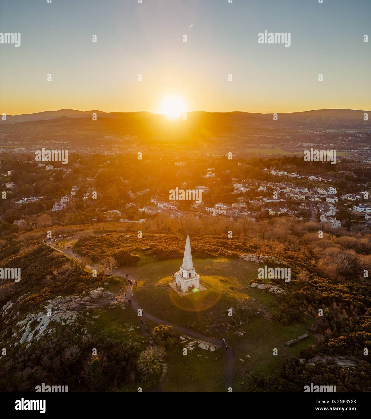 Sunset over the Obelisk of Killiney Hill Stock Photo - Alamy
