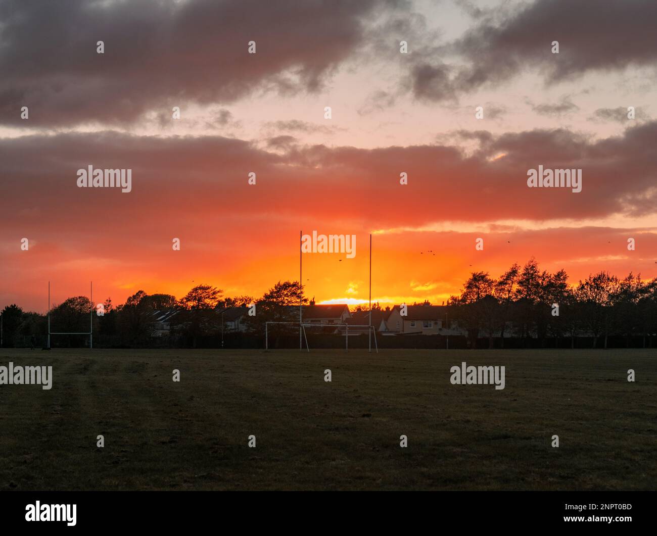 Red sky sunset in Donaghmede Park Stock Photo - Alamy