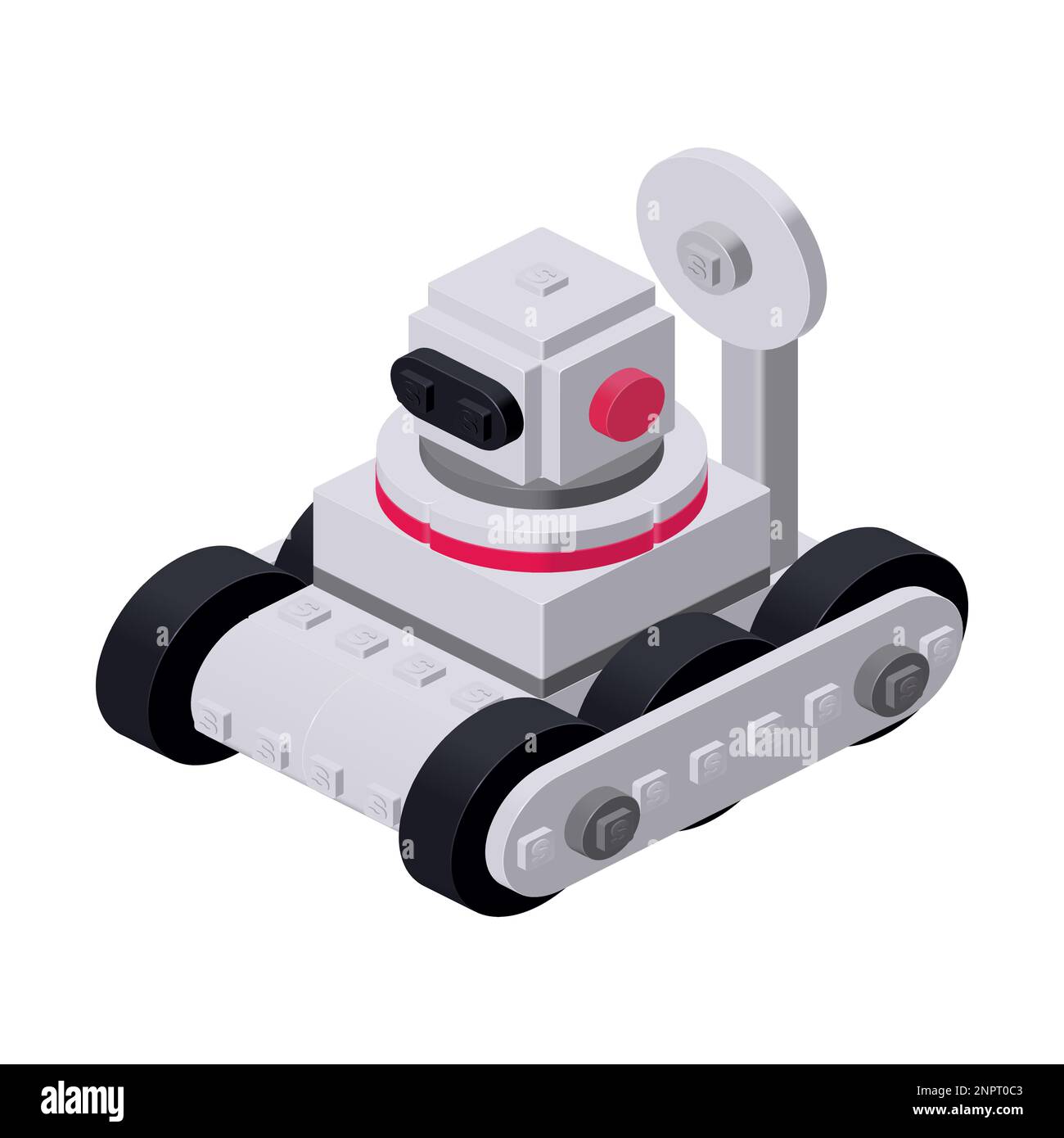 Gray robot all-terrain vehicle for the exploration of the planets ...