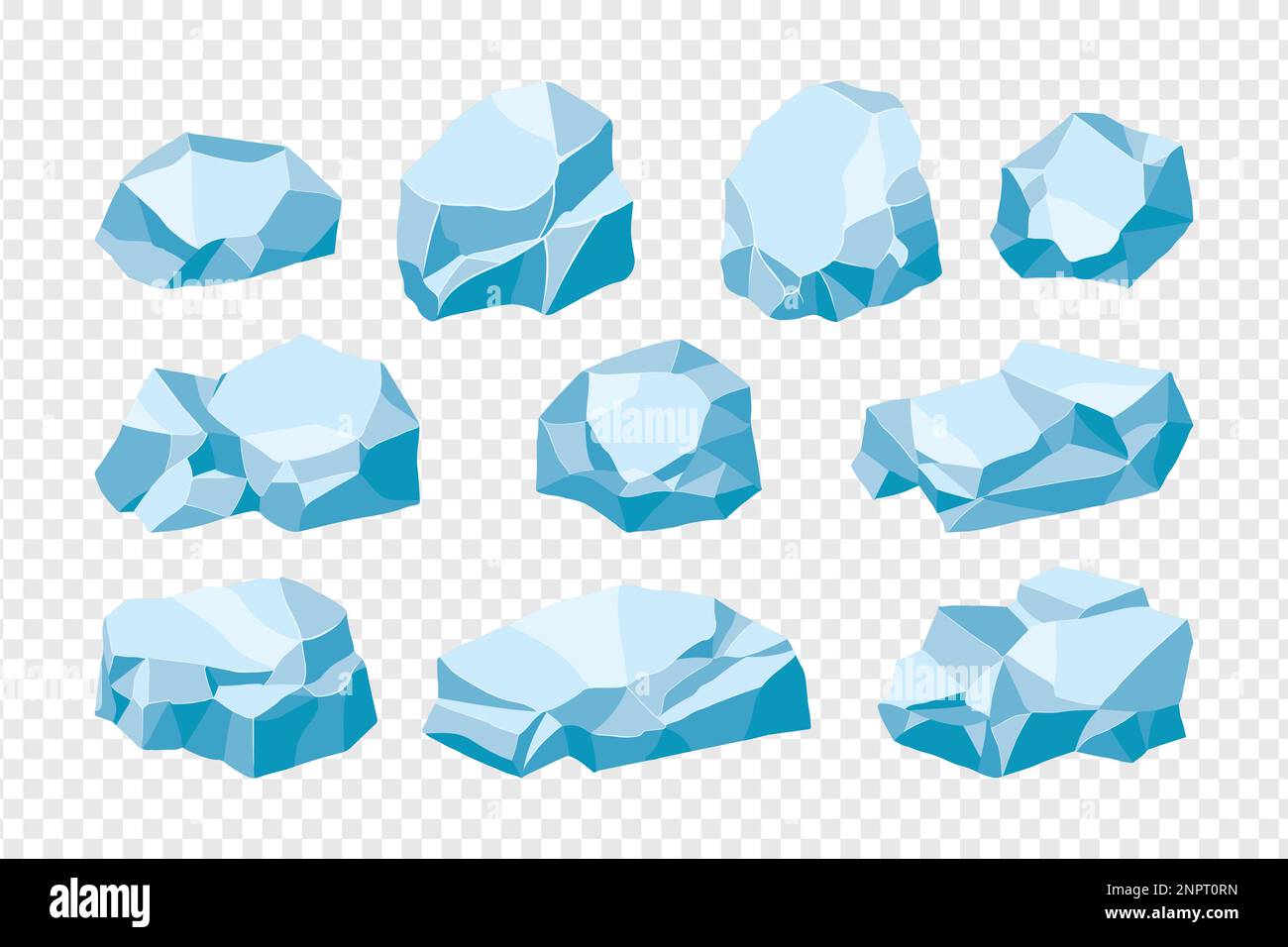 Rock and stones set. Different shape ice boulder collection. vector ...