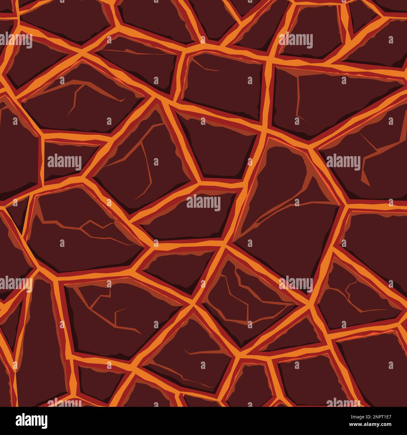 Cartoon game texture, lava surface seamless pattern. Game asset walls and environment background ...