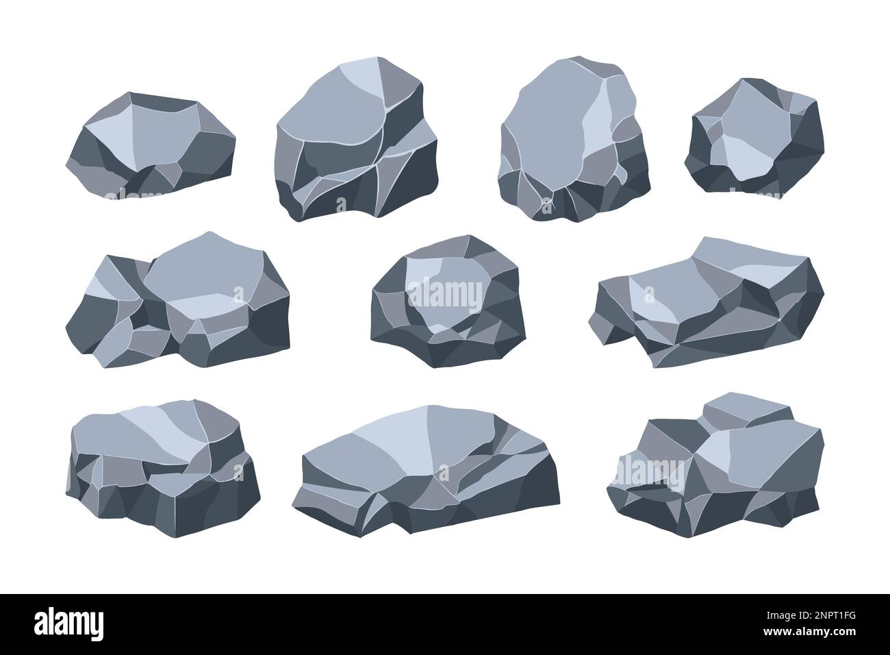Rock and stones set. Different shape boulder collection. vector ...
