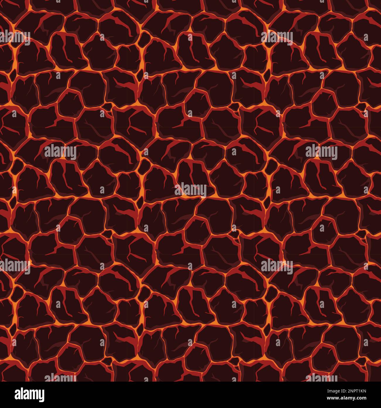 Cartoon game texture, lava surface seamless pattern. Game asset walls and environment background ...