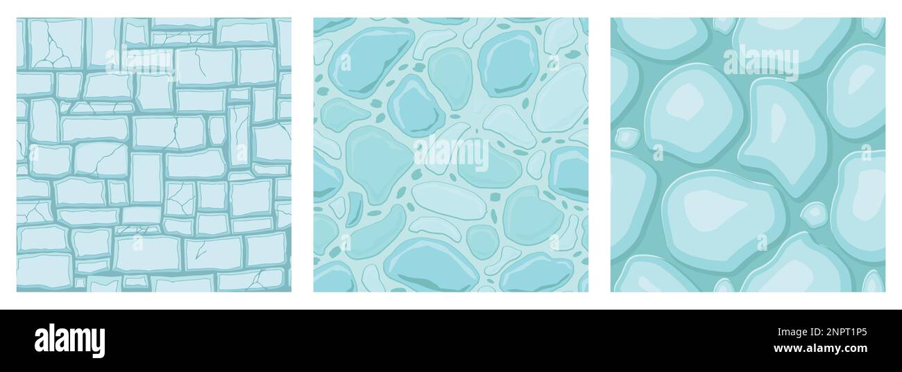 Cartoon game textures, ice surface seamless patterns. Game assets walls ...