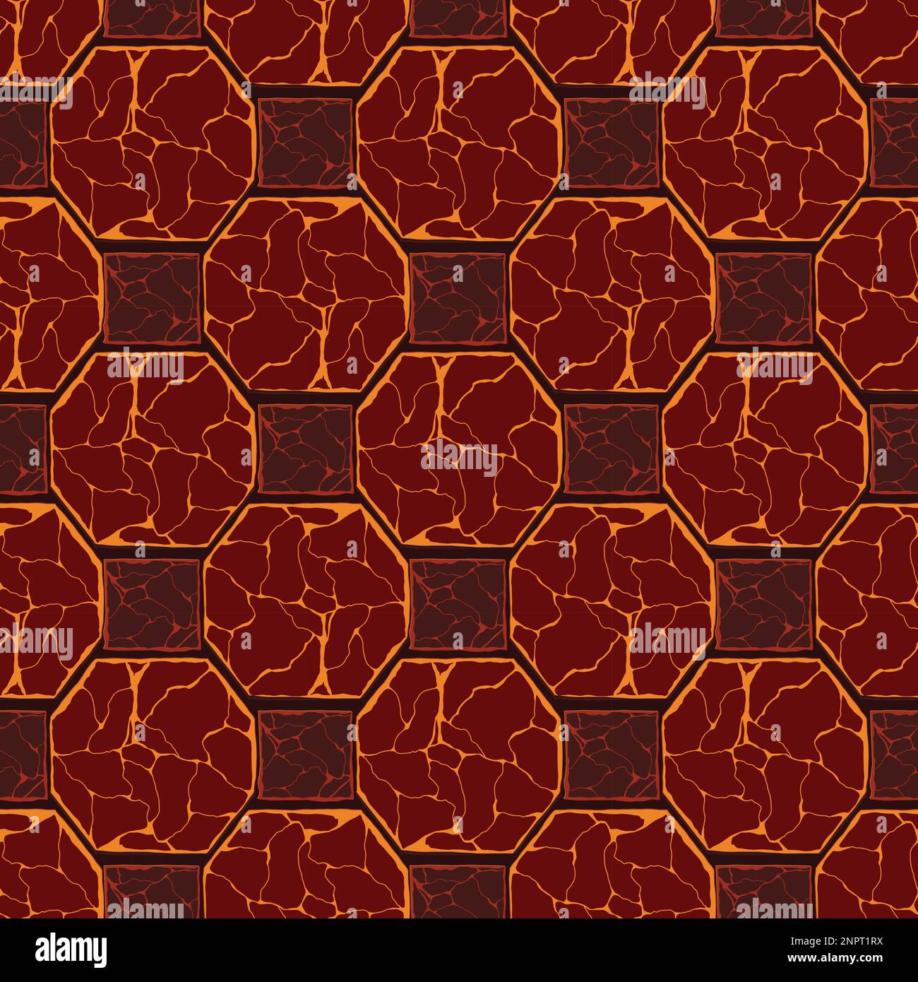 Cartoon game texture, lava surface seamless pattern. Game asset walls ...