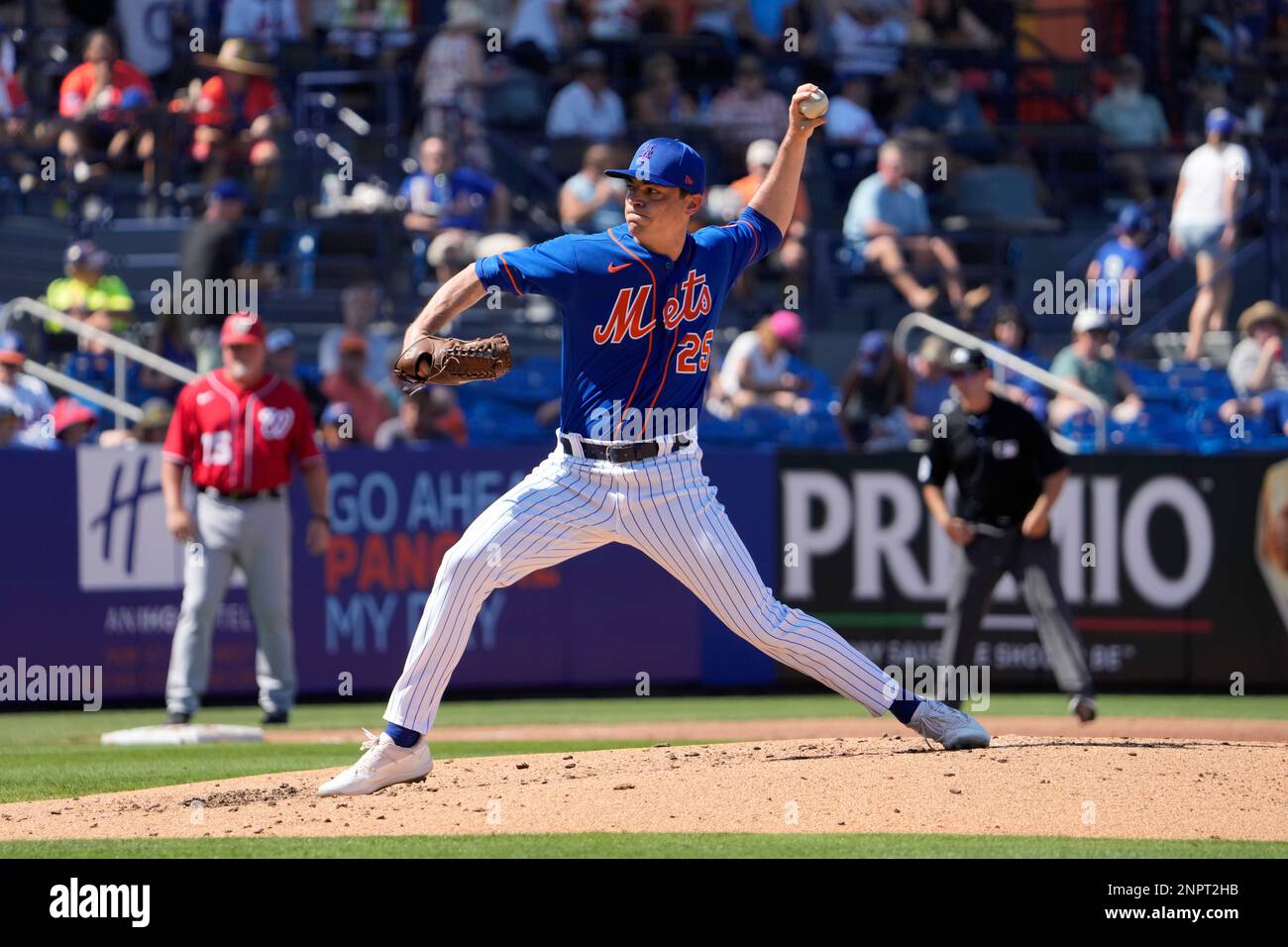 New York Mets pitcher Brooks Raley throws during the third inning of a spring training baseball ...