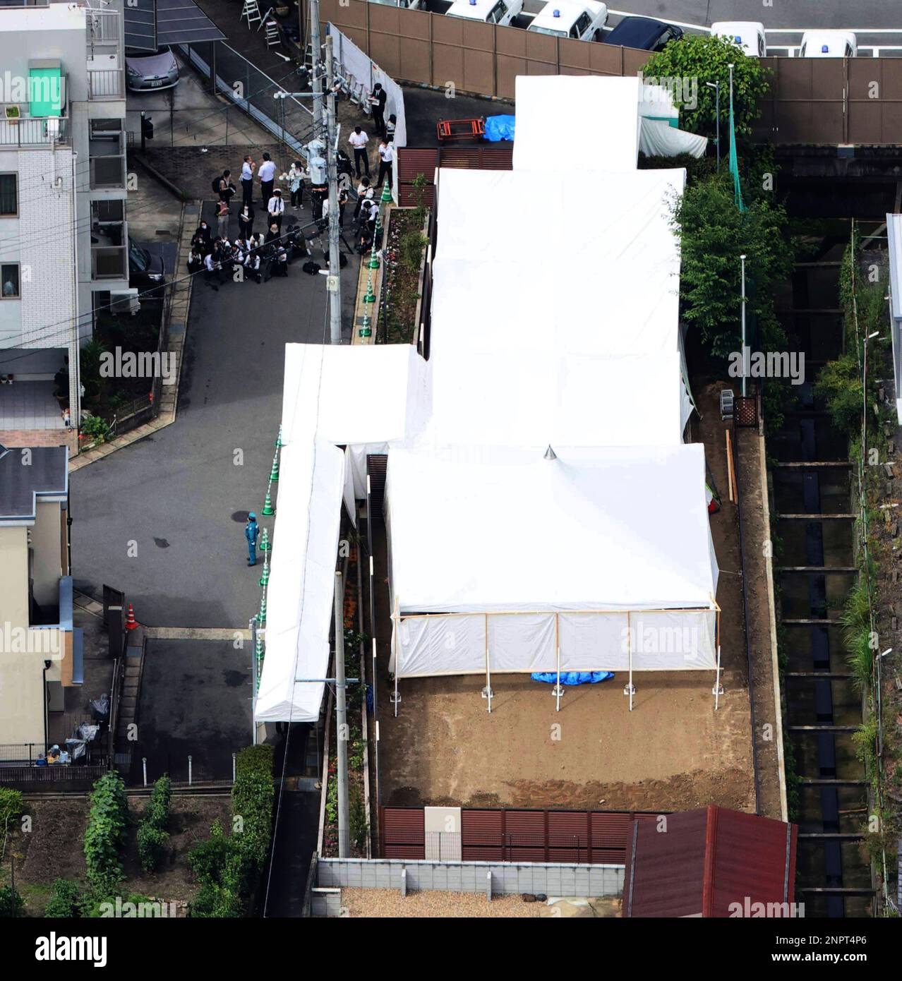 An aerial photo shows the arson site of the Kyoto Animation (Kyoani) No ...