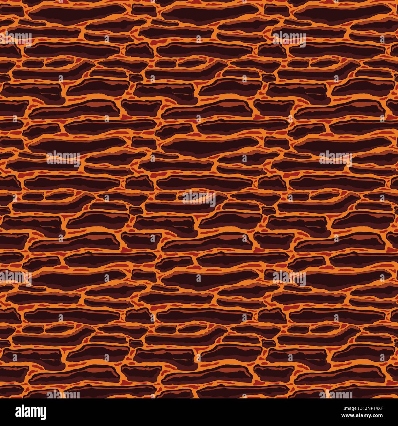 Cartoon game texture, lava surface seamless pattern. Game asset walls ...
