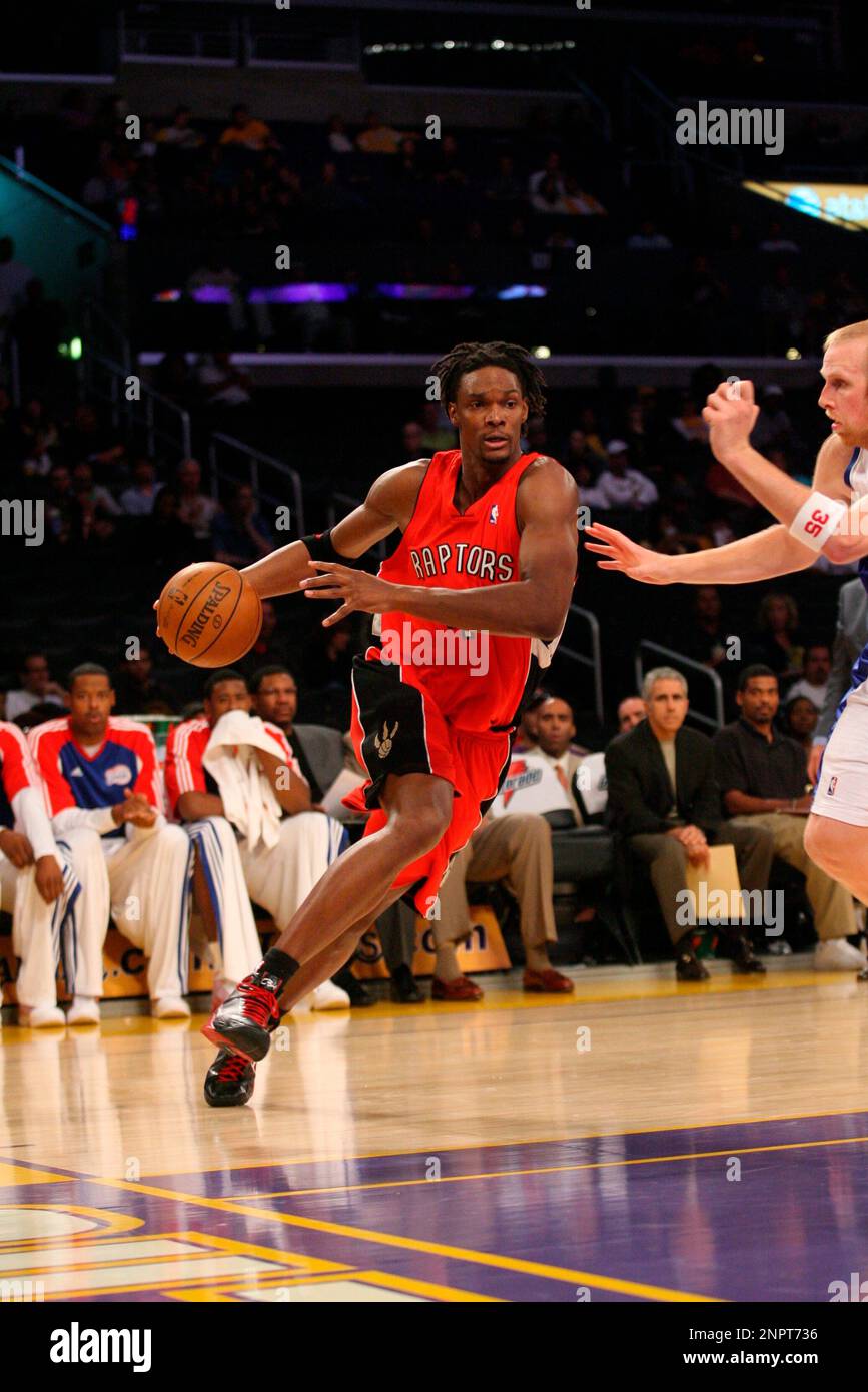 Toronto Raptors center Chris Bosh (4) makes a move with the basketball ...