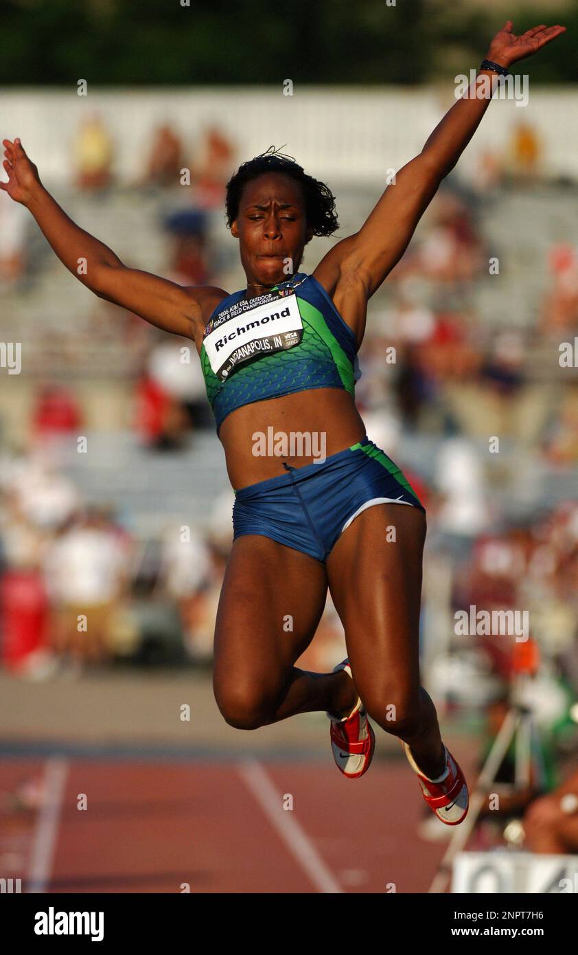 Rose Richmond wins the women's long jump in a wind-aided 22-9 (6.93m ...