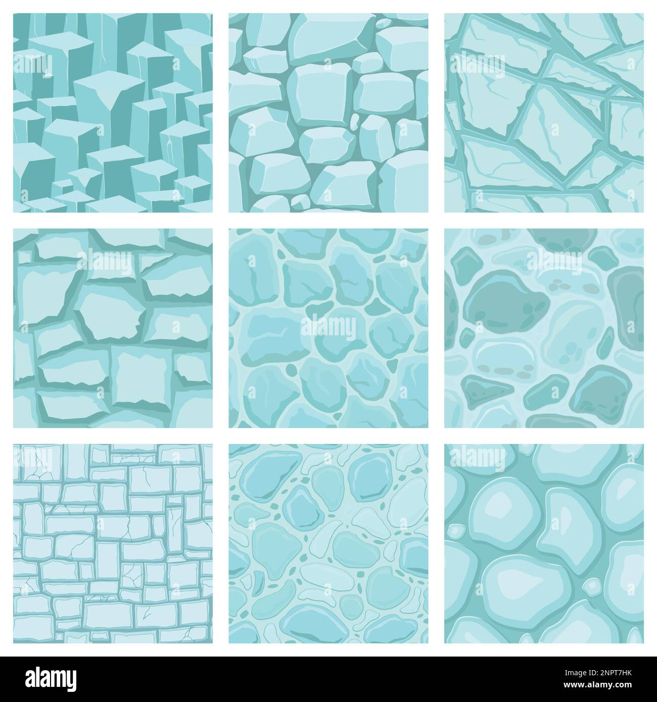 Cartoon game textures, ice surface seamless patterns. Game assets walls ...