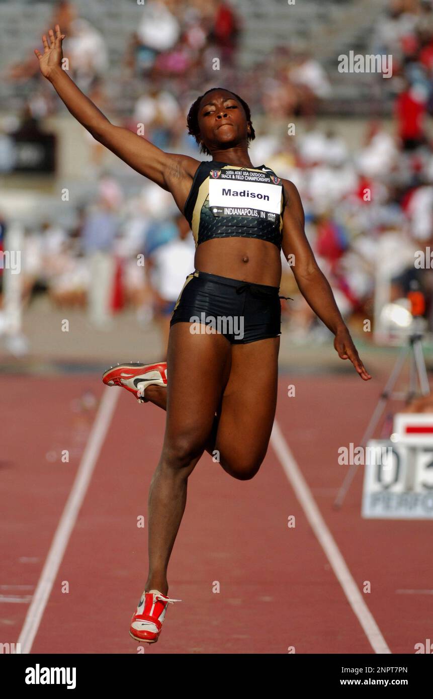 Tianna Madison finished second in the women's long jump in a wind-aided ...