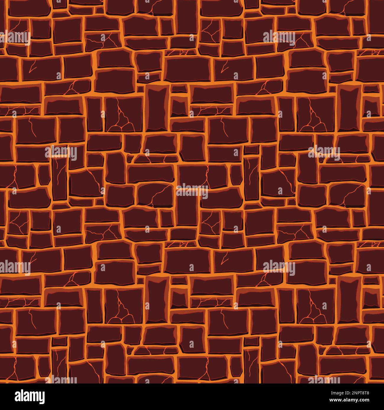 Cartoon game texture, lava surface seamless pattern. Game asset walls ...