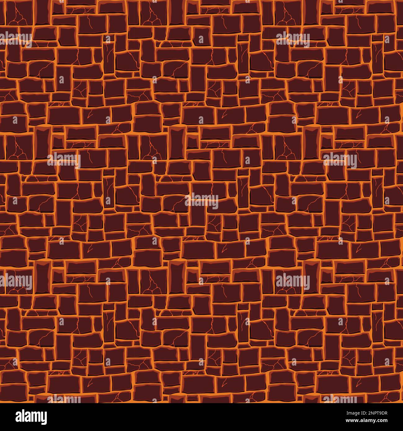 Cartoon game texture, lava surface seamless pattern. Game asset walls ...