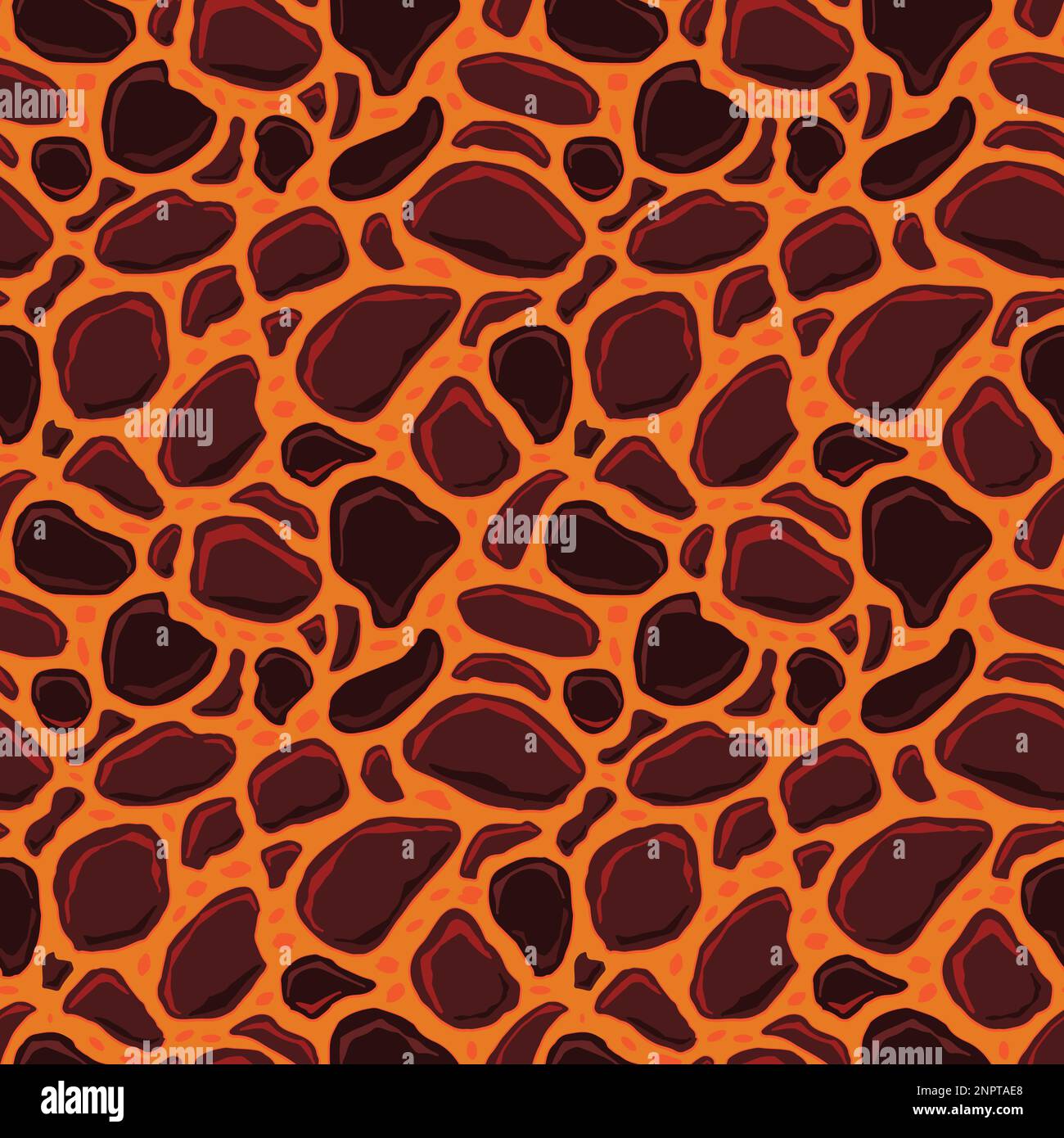 Cartoon game texture, lava surface seamless pattern. Game asset walls ...