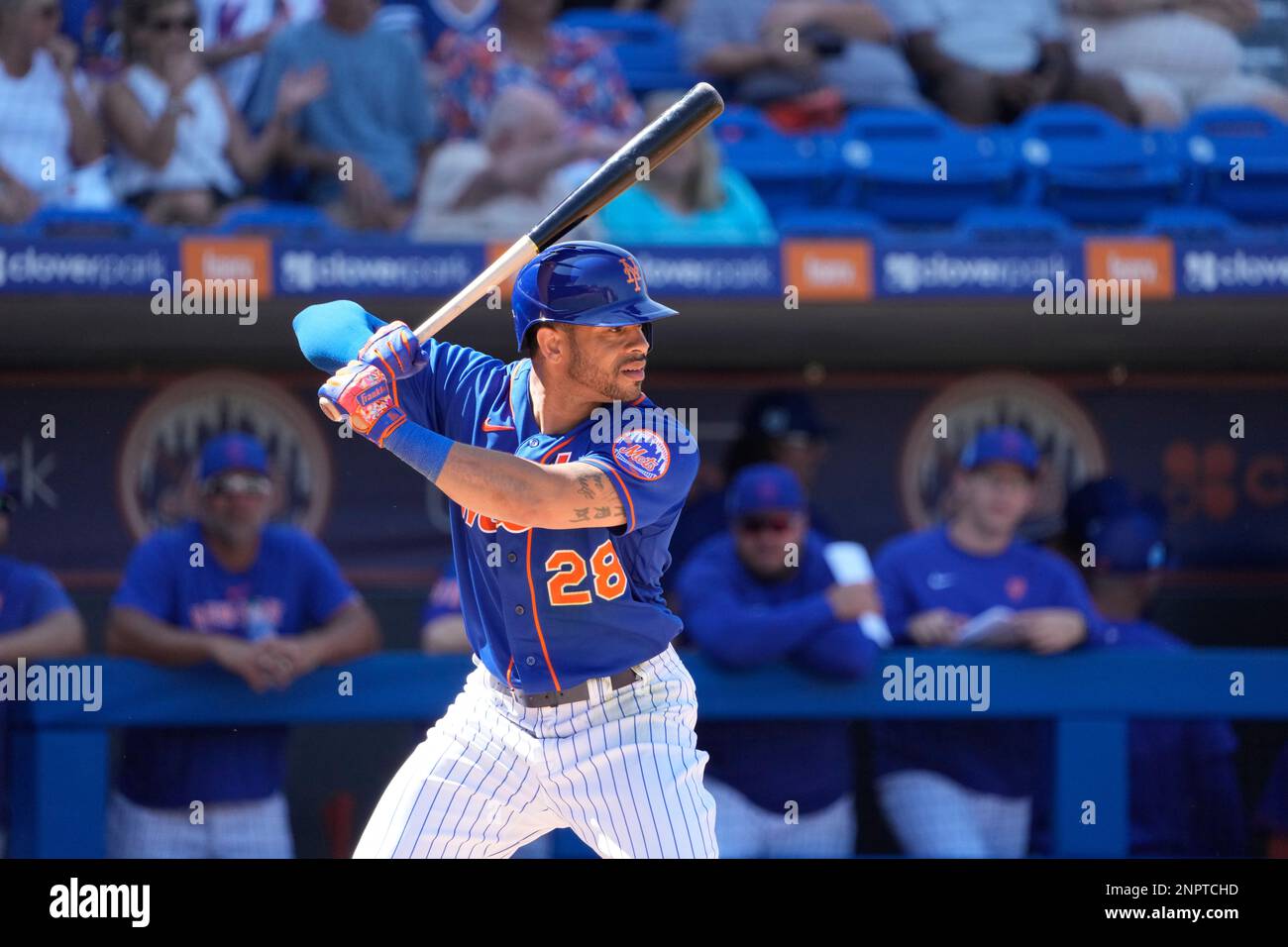 New York Mets' Tommy Pham bats during the second inning of a spring ...