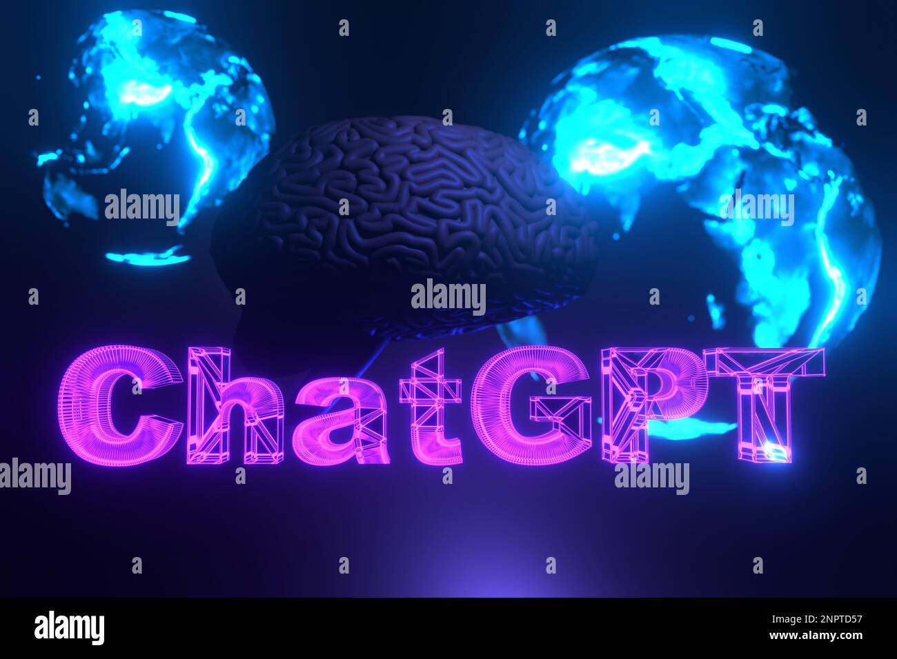 February 20, 2023- Caen, France: An inscription of neon glowing letters ...