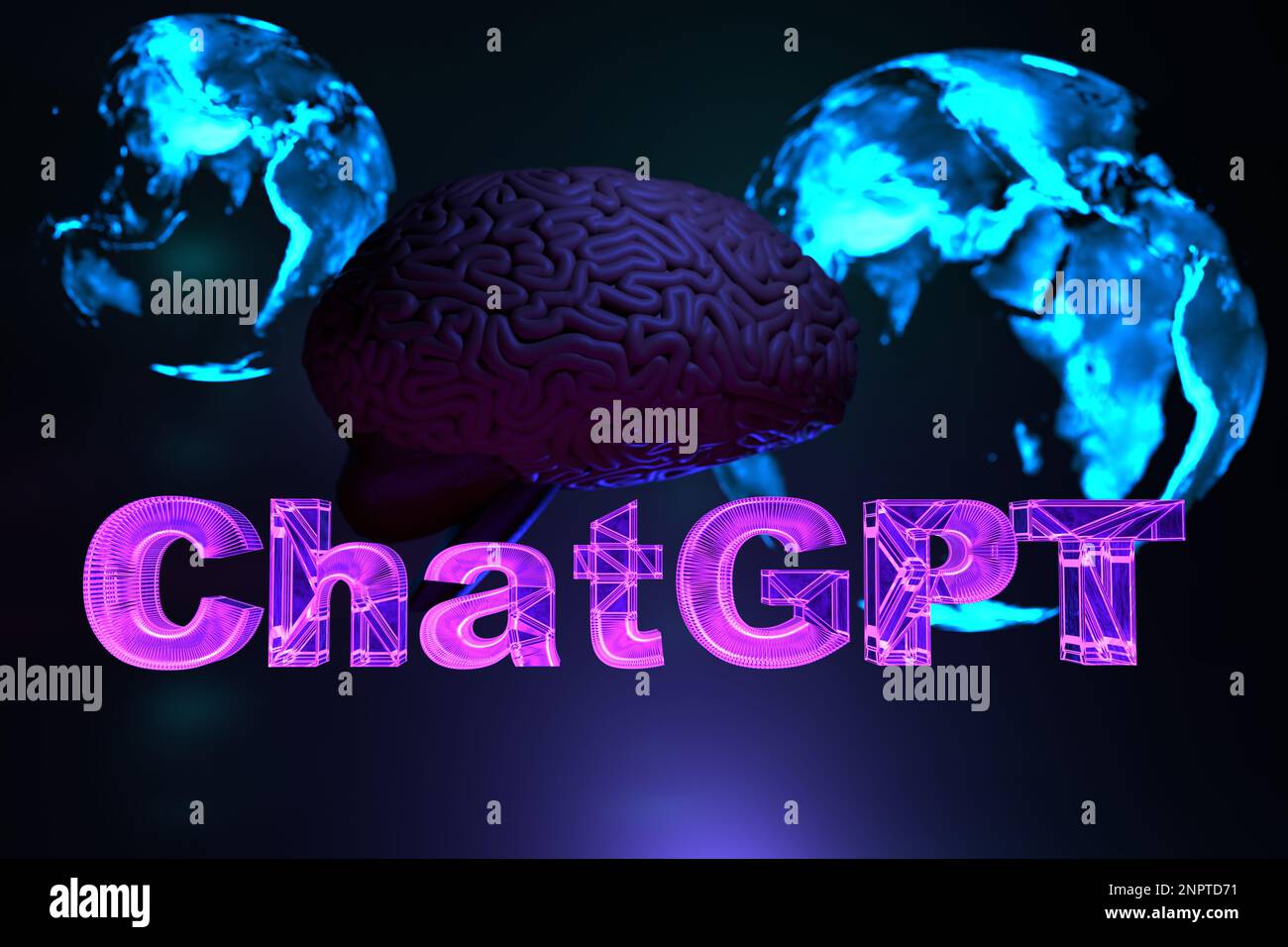 February 20, 2023- Caen, France: An inscription of neon glowing letters ...