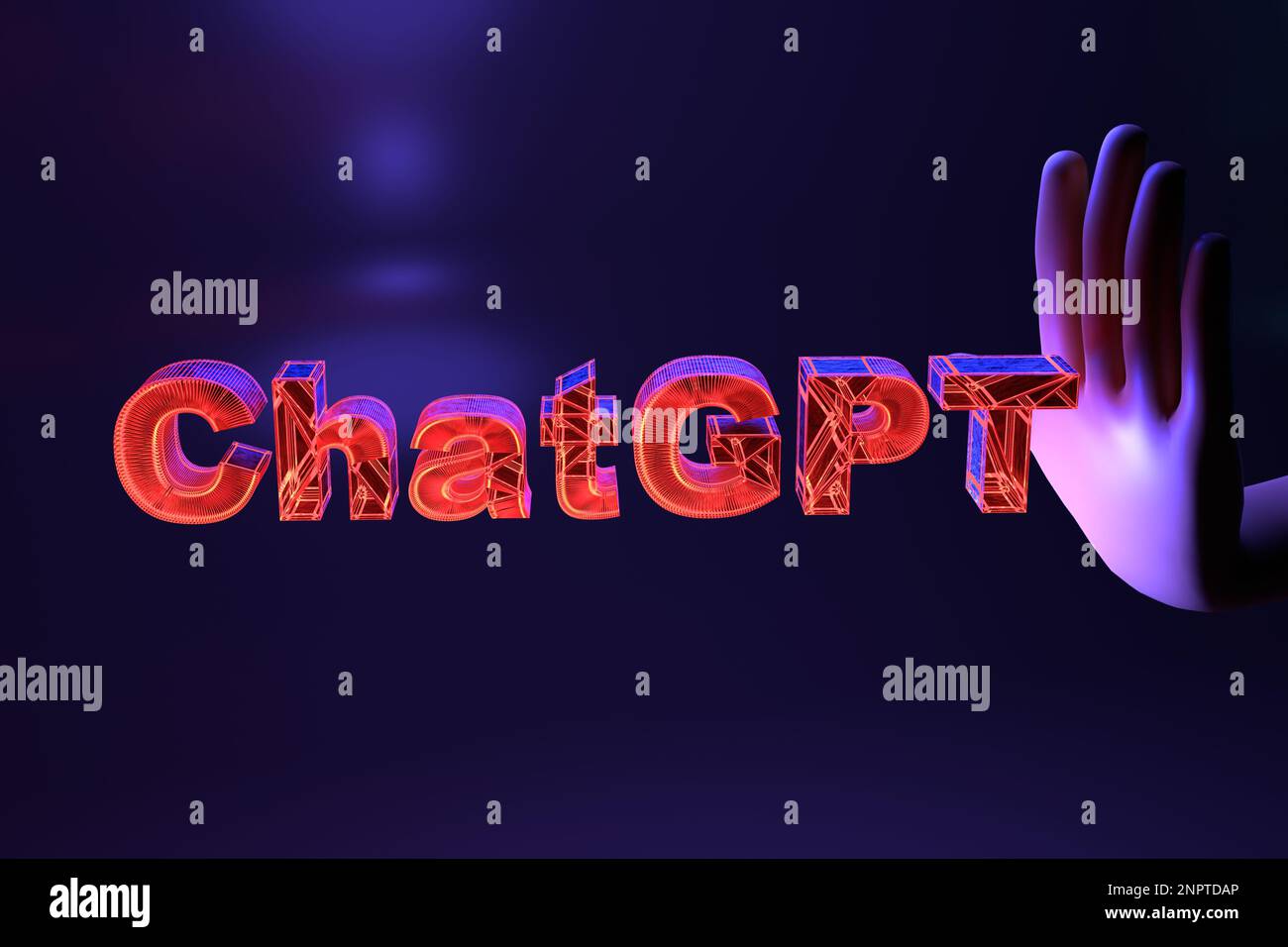 February 20, 2023 - Caen, France: Inscription of neon glowing letters ...