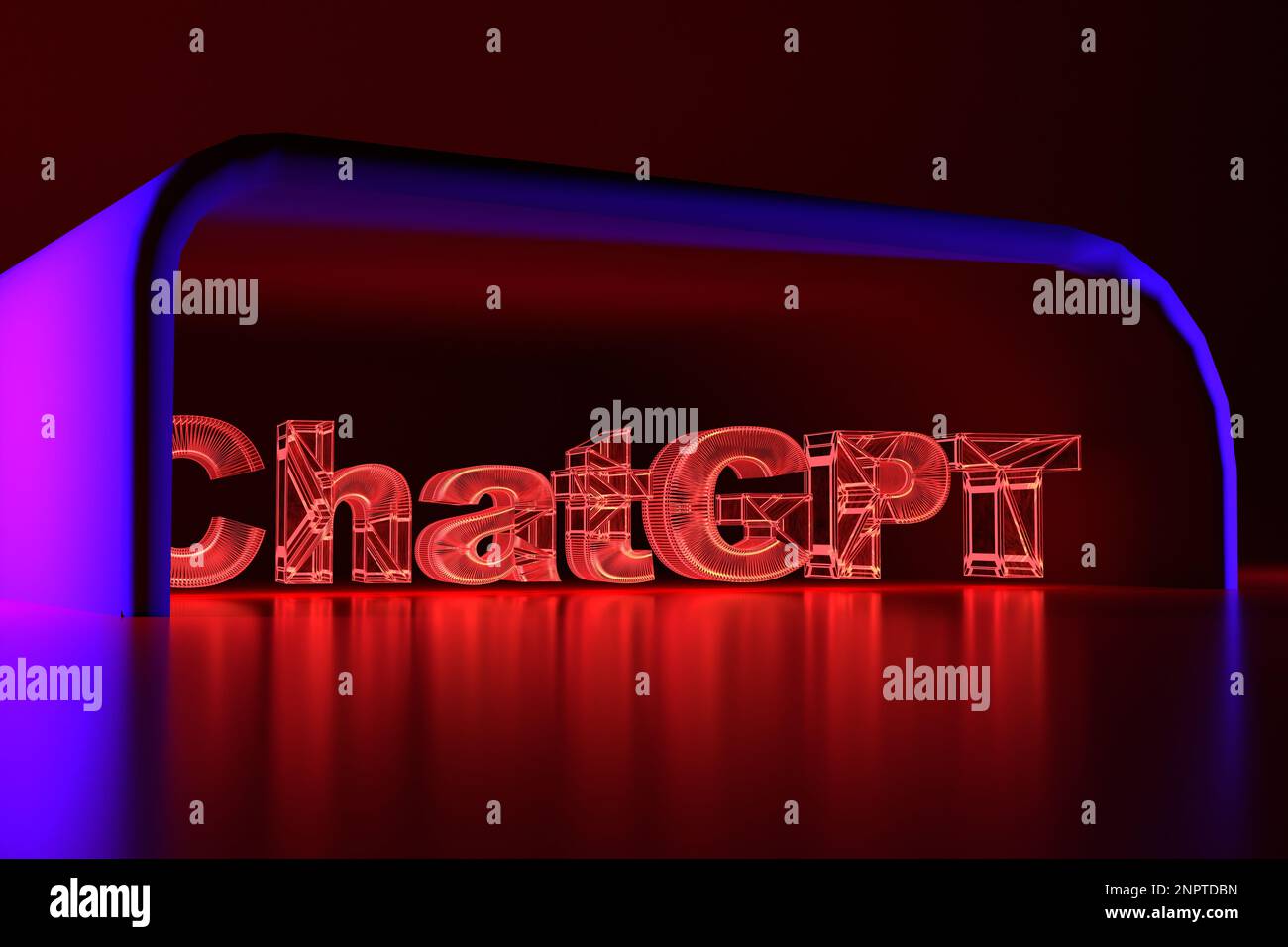February 20, 2023 - Caen, France: Neon glowing lettering - chatgpt. 3D ...