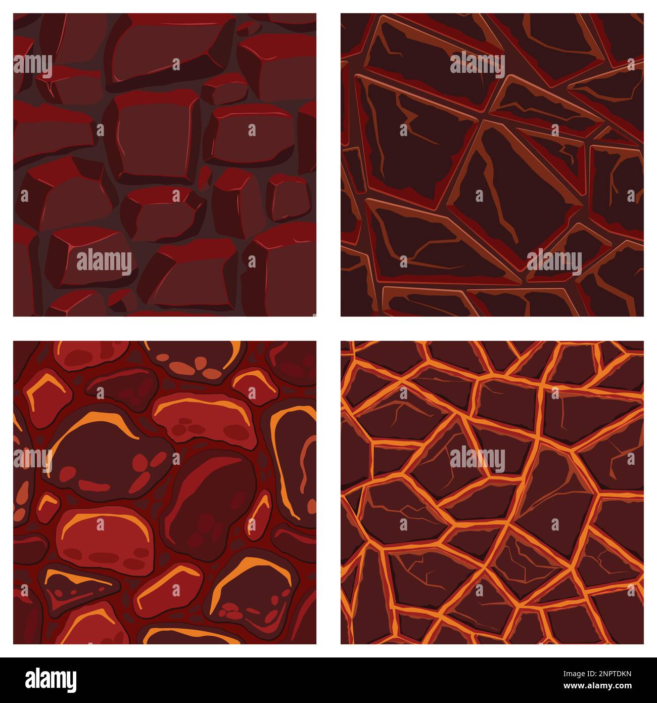Cartoon game textures, lava surface seamless patterns. Game assets ...
