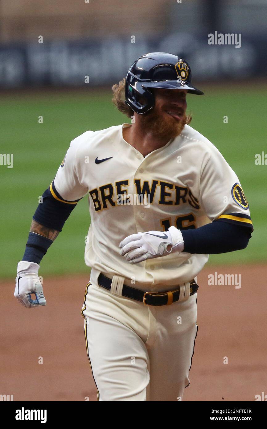 MILWAUKEE, WI - JULY 14: Milwaukee Brewers right fielder Ben Gamel (16 ...