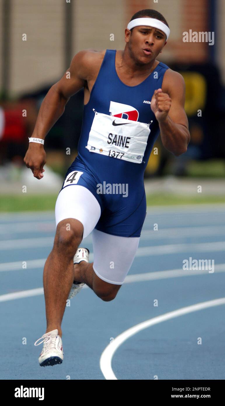 Brandon Saine of Piqua High (OH) places second in 200-meter heat in 21. ...