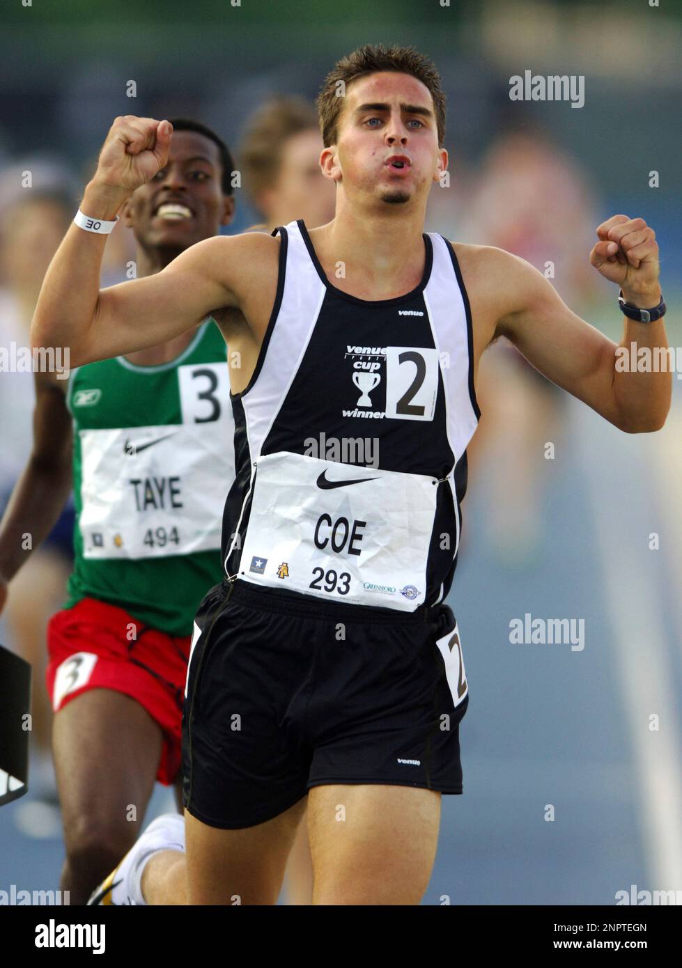 Michael Coe of Lompoc Cabrillo High (Calif.) celebrates after winning ...