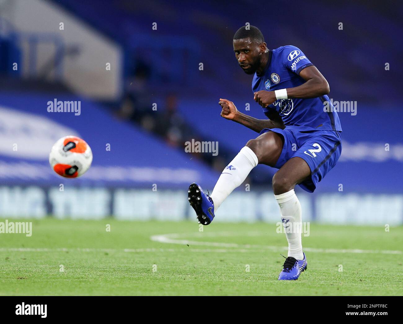 Chelsea's Antonio Rudiger passes the ball during the English Premier ...