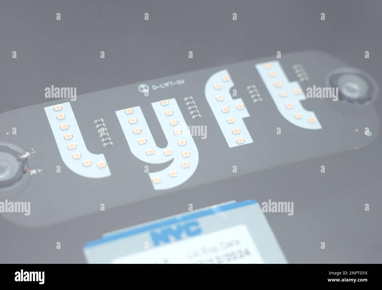 New York, United States. 26th Feb, 2023. Lyft and Uber brand logos are ...