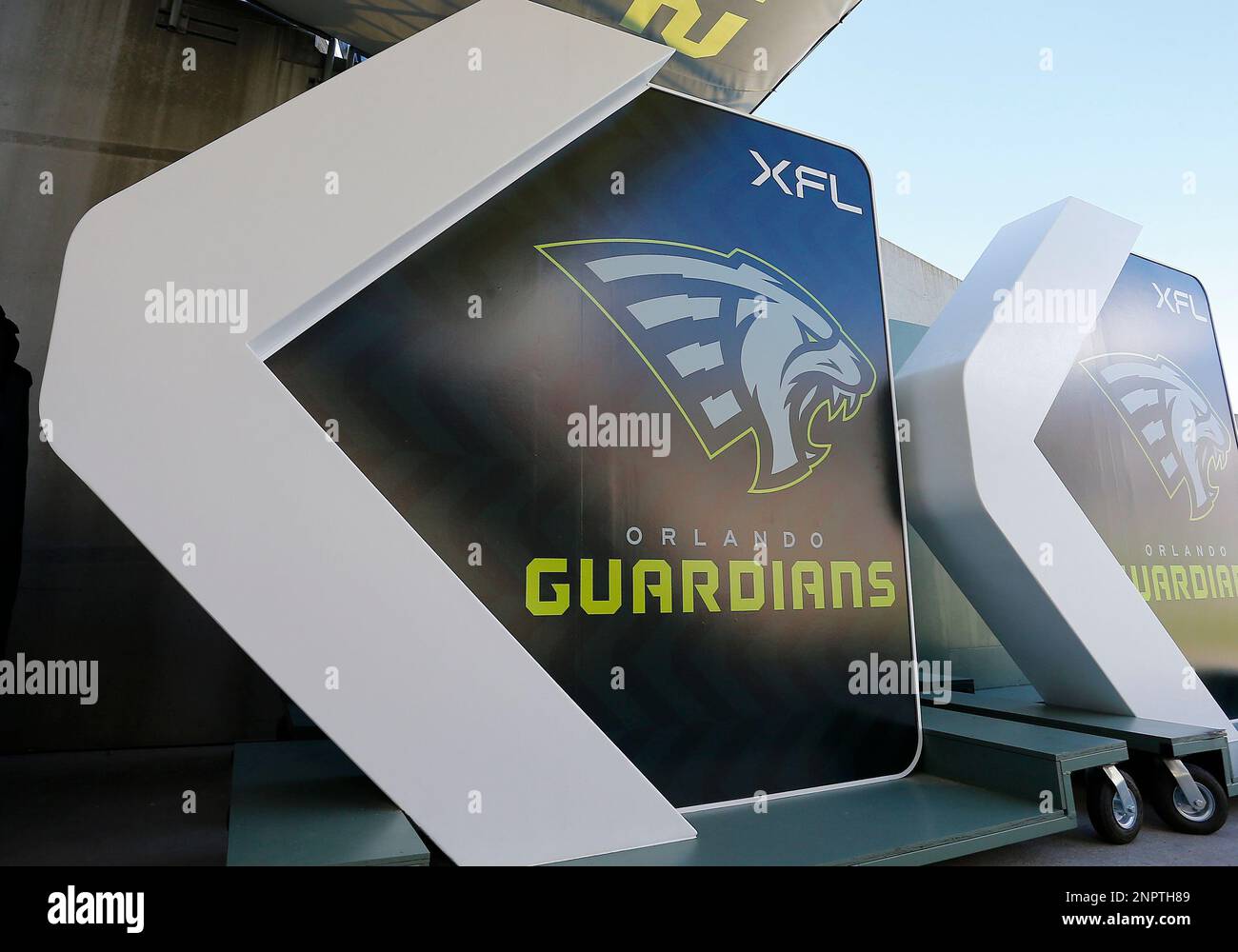ORLANDO, FL - FEBRUARY 26: An Orlando Guardians sign sits in the tunnel ...