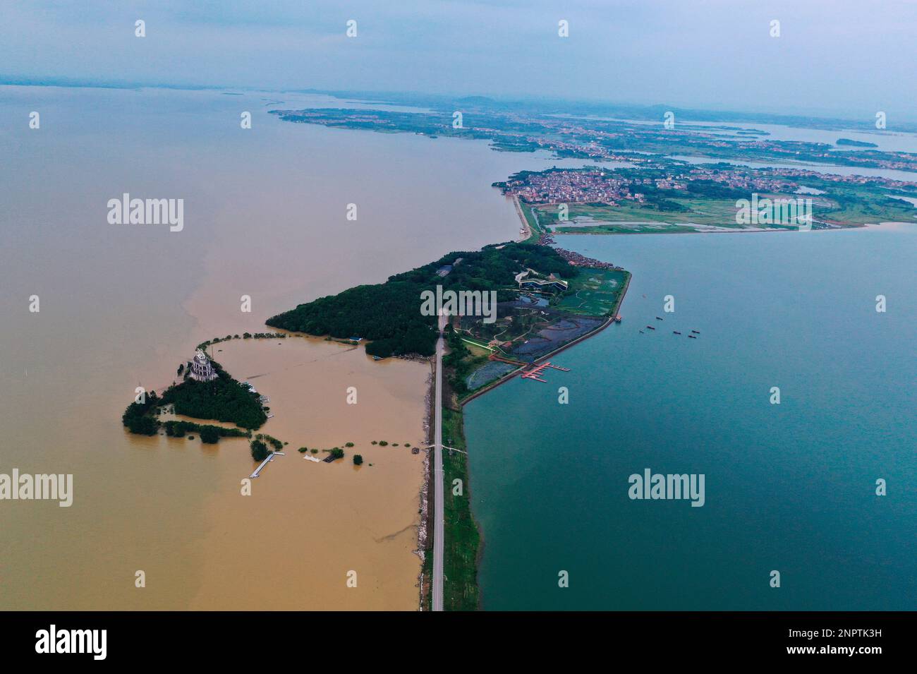 The Poyang Lake is seperated to two different colors in Poyang ...